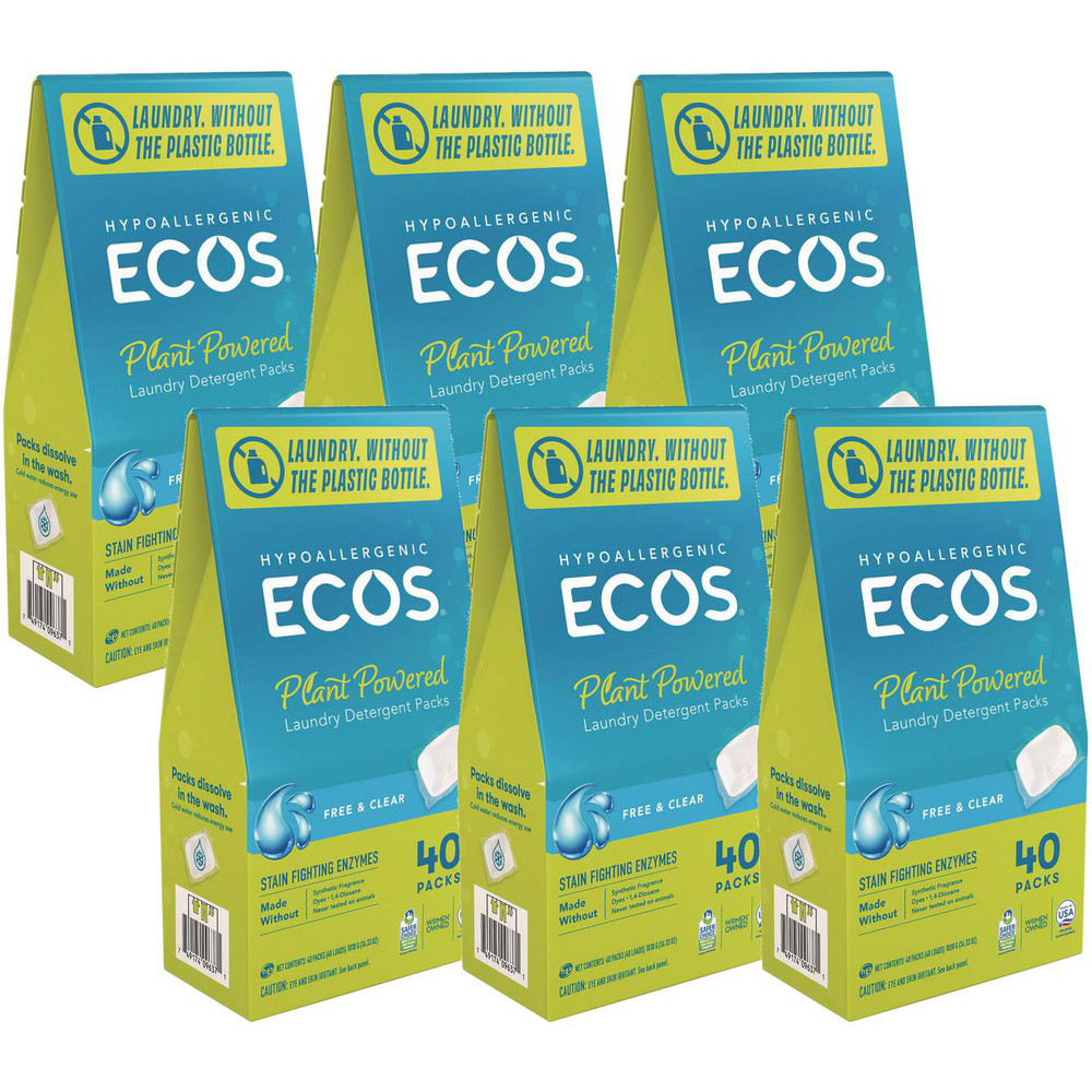 ECOS - Laundry Detergent Packs, Free and Clear, 40 Pods/Pack, 6 Packs ...