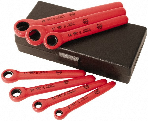 Wiha - 7 Pc, 8 - 19mm, Metric Insulated Ratchet Wrench Set - 45779345 ...