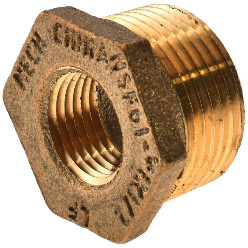 Value Collection - Brass Pipe Bushing: 1 x 1/2" Fitting, MPT, Class 125 ...