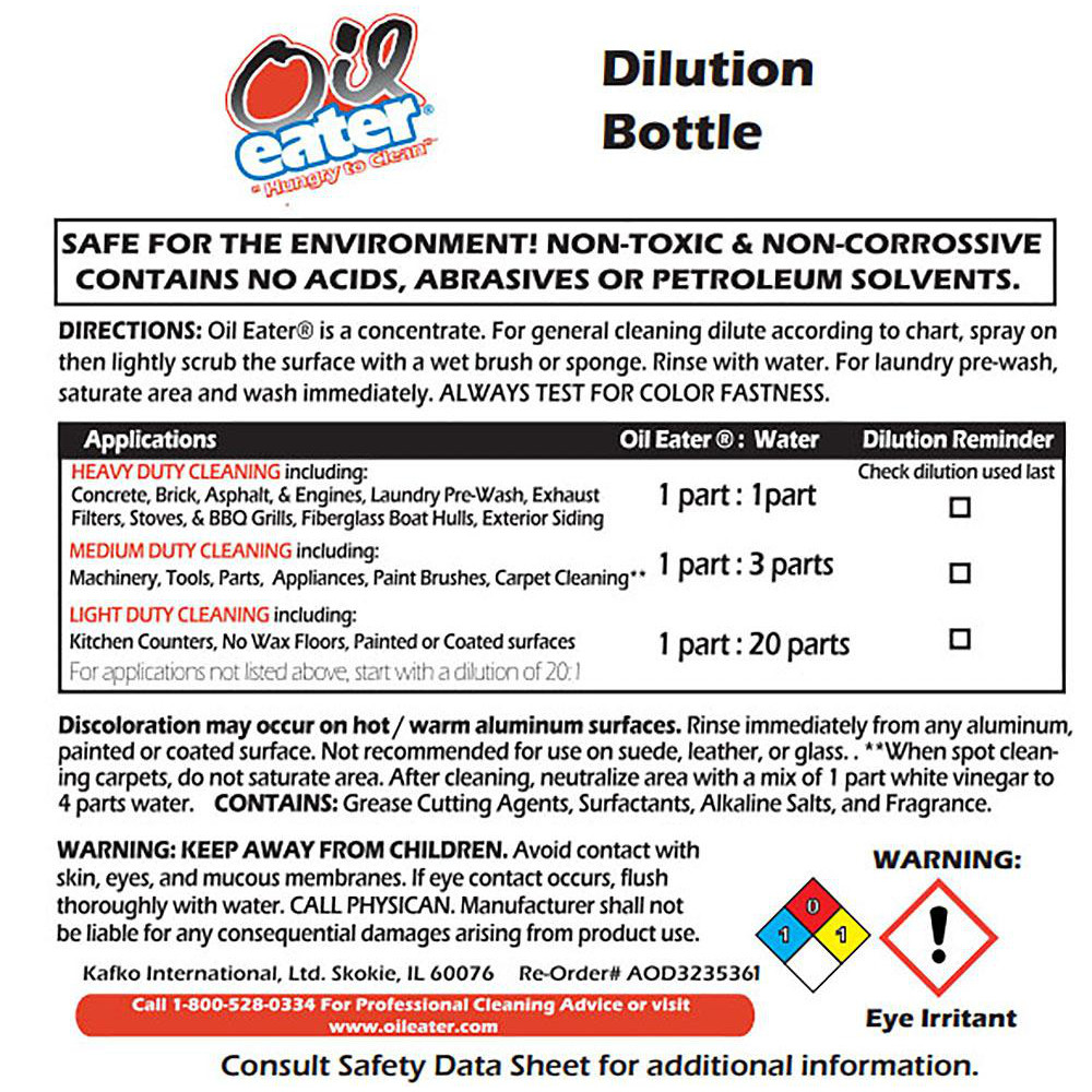 Oil Eater - Multipurpose Cleaner & Degreaser: 1.00 gal, Bottle | MSC Direct