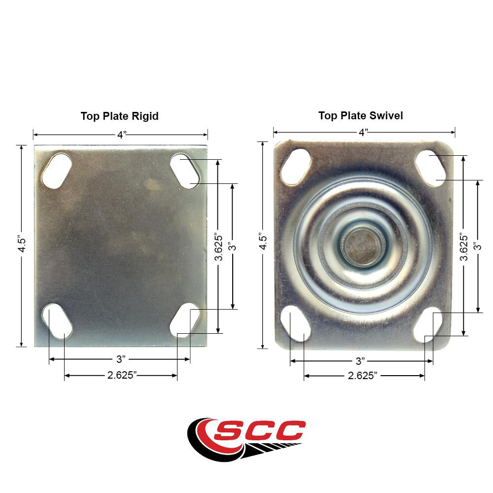 Service Caster - Top Plate Casters: Type: Top Plate; Mount Type: Plate ...