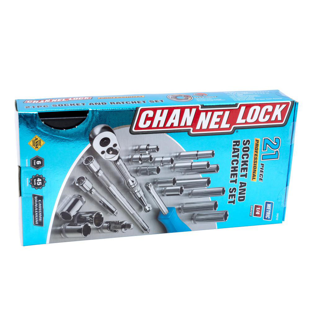 Channellock - Socket Set: Ratchet & Socket, 21 Pc, 1/4" Drive, 6.00 to ...