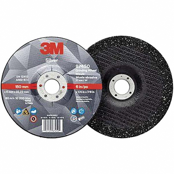 3M - Depressed-Center Wheel: Type 27, 6" Dia, 1/4" Thick, 7/8" Hole ...