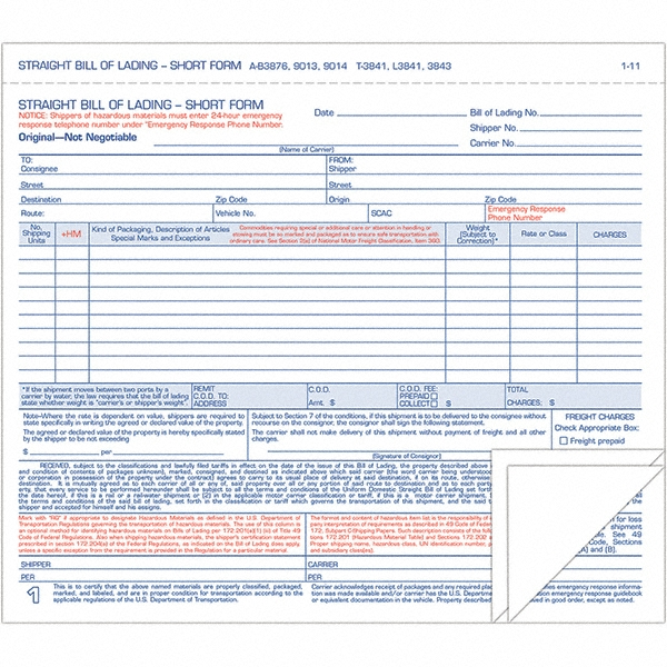 TOPS - Hazardous Material Short Form: 250 Sheets, 7-7/16 x 8-/2" Sheet ...