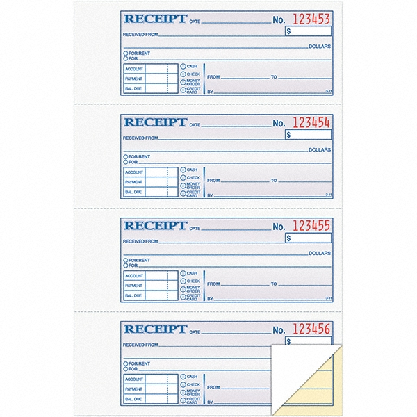 TOPS - Receipt Book: 200 Sheets, 7-1/8 x 2-3/4" Sheet, Canary Paper ...