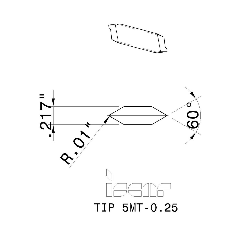 Iscar - Threading Insert: TIP5MT-0.25 IC08, Carbide | MSC Direct