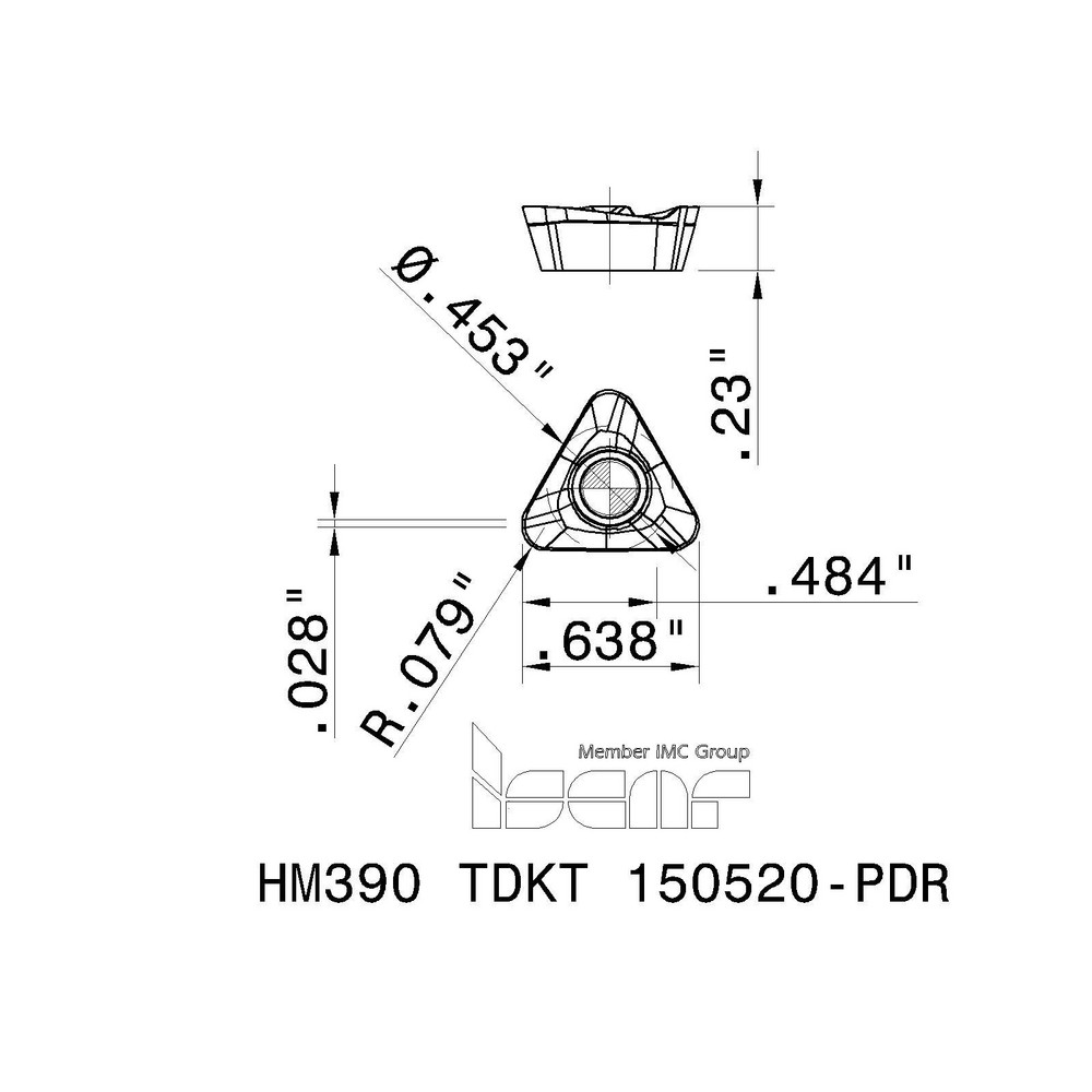 Iscar - Milling Insert: ANSI HM390 TDKT 150520-PDR IC330, ISO HM390 ...