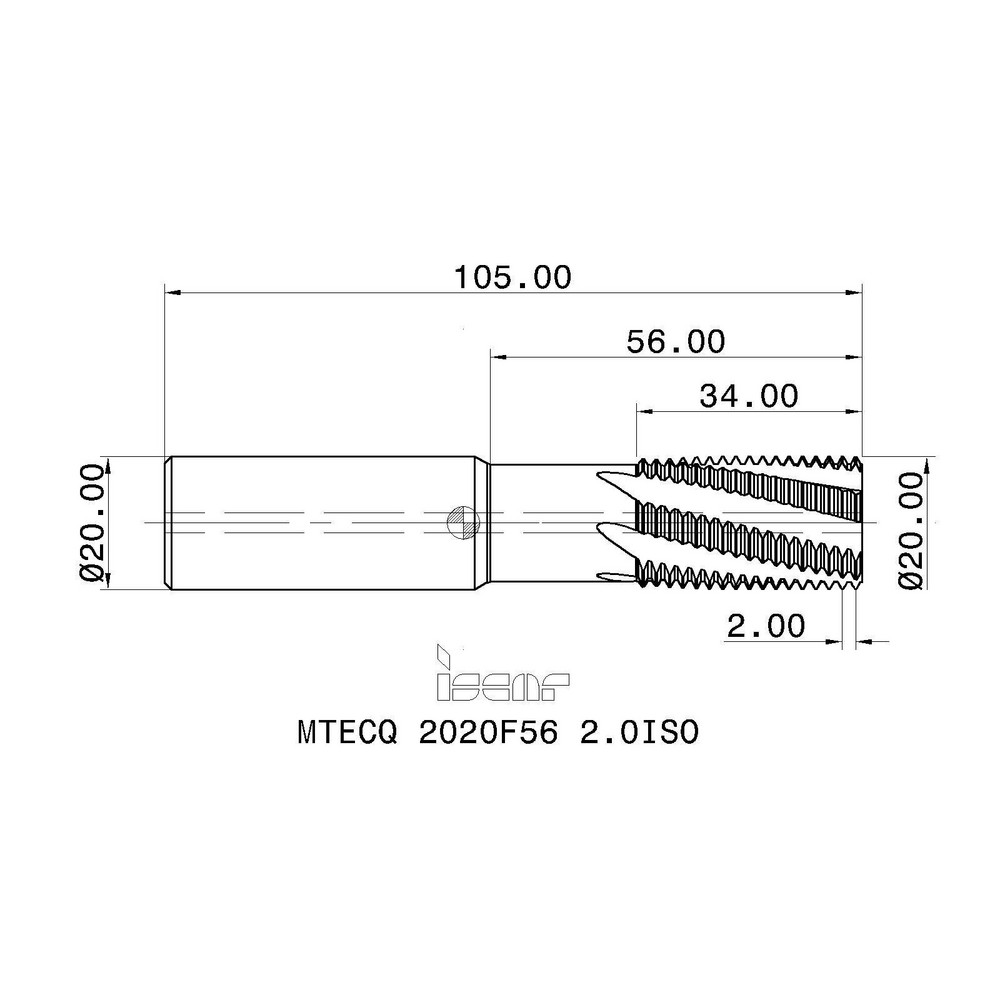 Iscar - Helical Flute Thread Mill: M24x2, Internal, 6 Flute, 20.00 mm ...