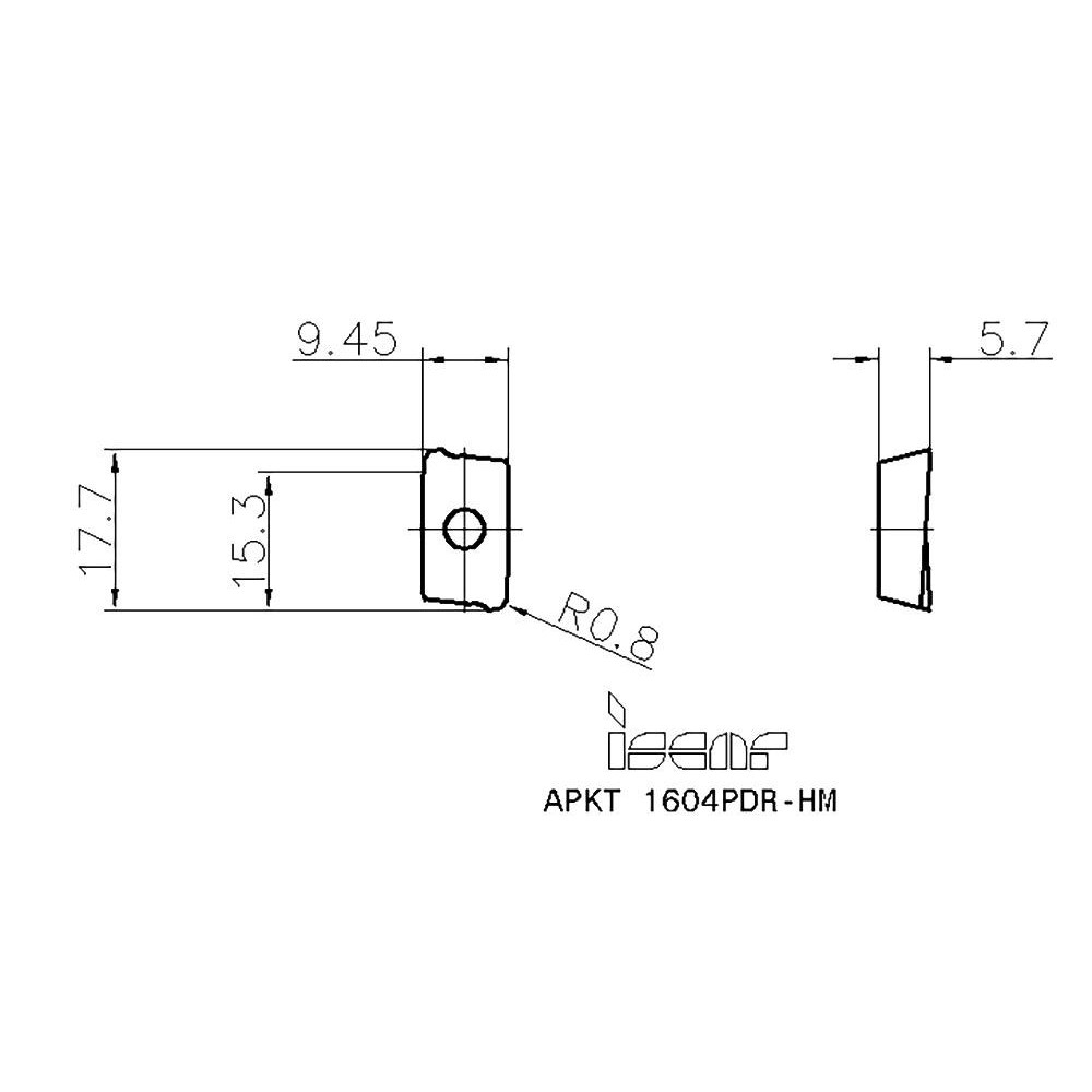 Iscar - Milling Insert: ANSI APKT 1604PDR-HM IC20, ISO APKT 1604PDR-HM ...