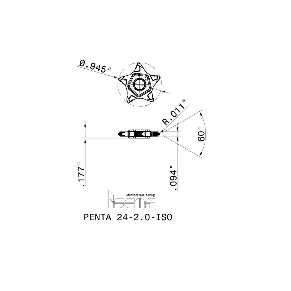 Iscar - Threading Insert: 24 Size, PENTA Style, IC908 Grade ...