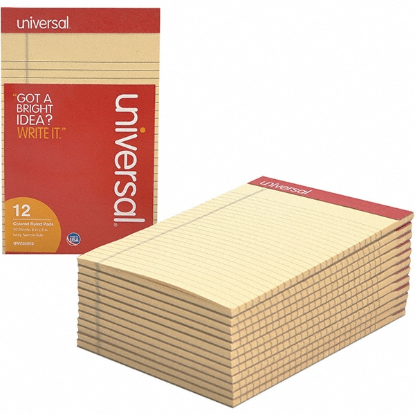 UNIVERSAL - Writing Pad: 50 Sheets, 5 x 8" Sheet, Narrow Ruled, Ivory ...
