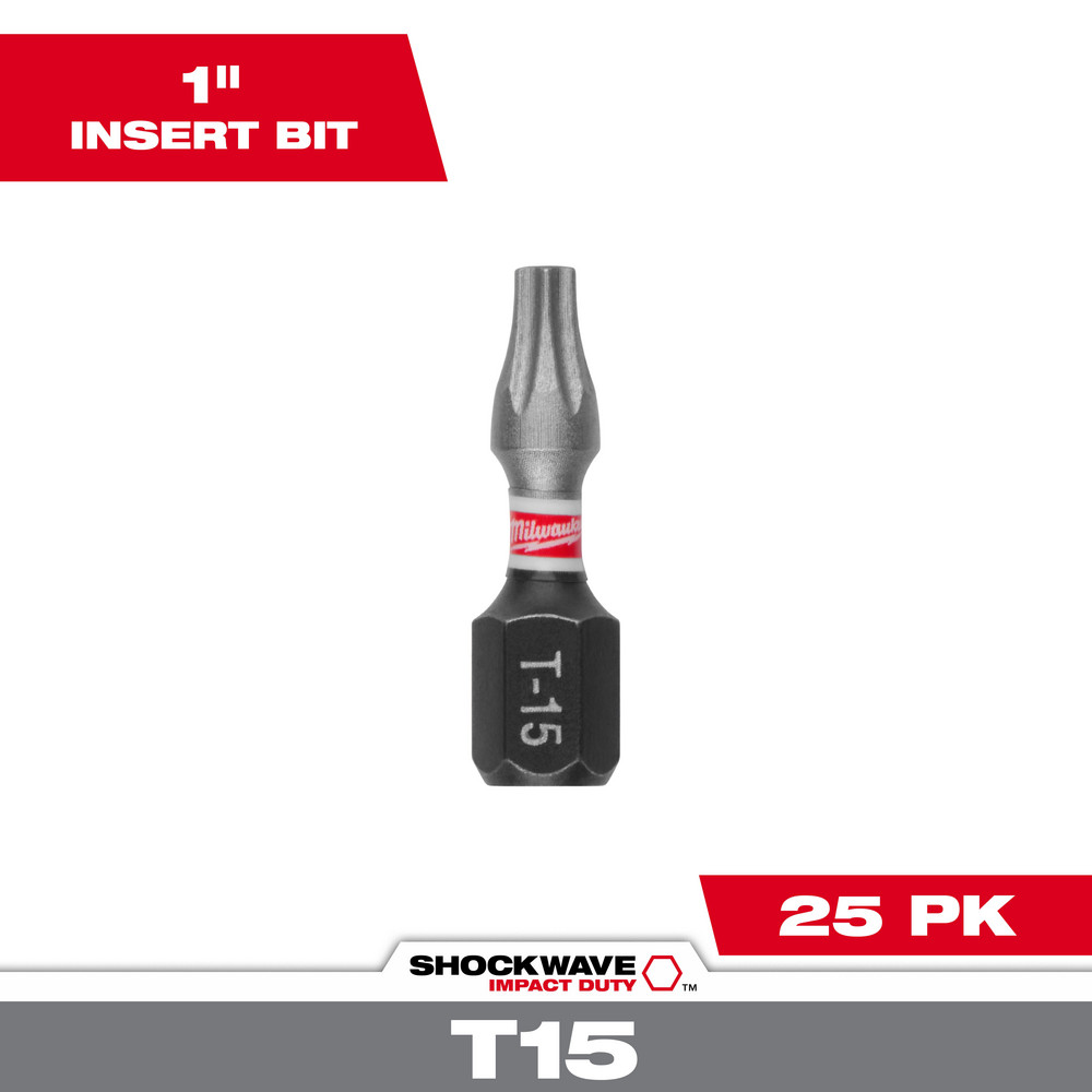 Milwaukee Tool - Torx Screwdriver Bits: Type: Impact; Torx Size: T15 ...