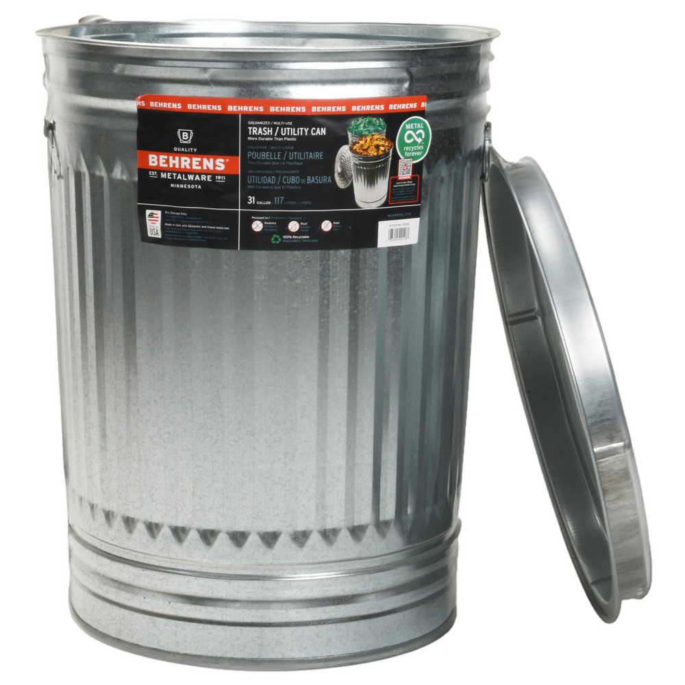 Behrens - Galvanized Trash Can: With Lid | MSC Direct