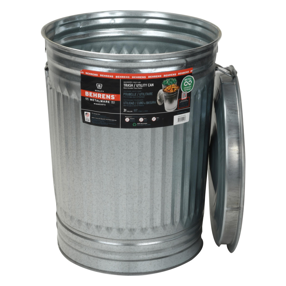 Behrens - Galvanized Trash Can: With Lid | MSC Direct