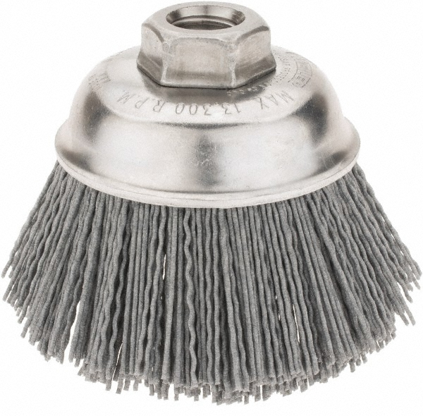 Weiler - 3-1/2" Diam 5/8-11 Threaded Arbor Nylon Fill Cup Brush ...