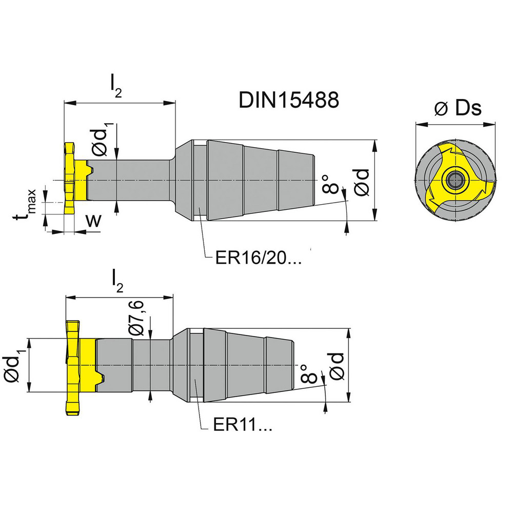 HORN - Replaceable Tip Milling Shanks: Shank Type: Cylindrical; Shank ...