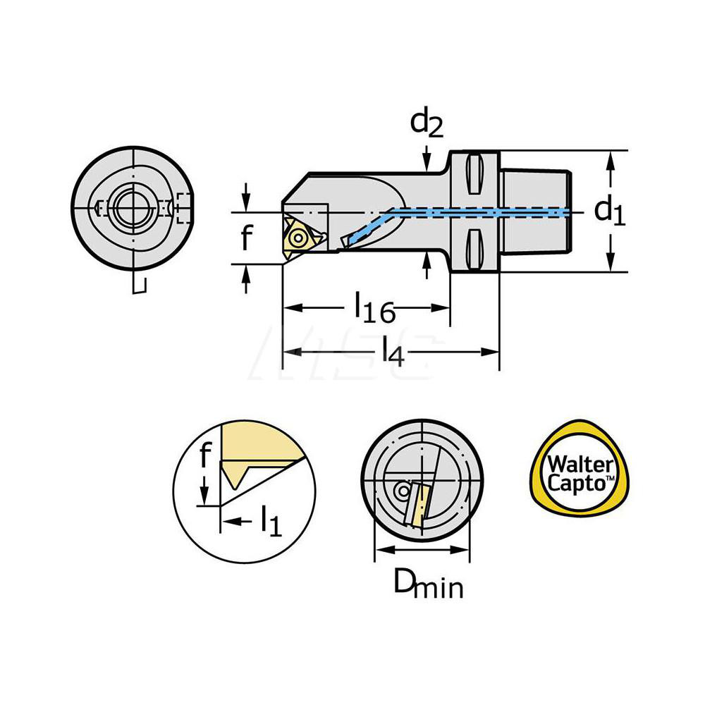 Walter - Indexable Threading Toolholder: Internal, Uses 22 Inserts ...