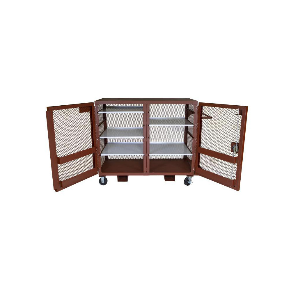 Jobox - Mesh Security Cabinet Mobile Work Center: 75" OAD, 5 Drawer, 5 ...