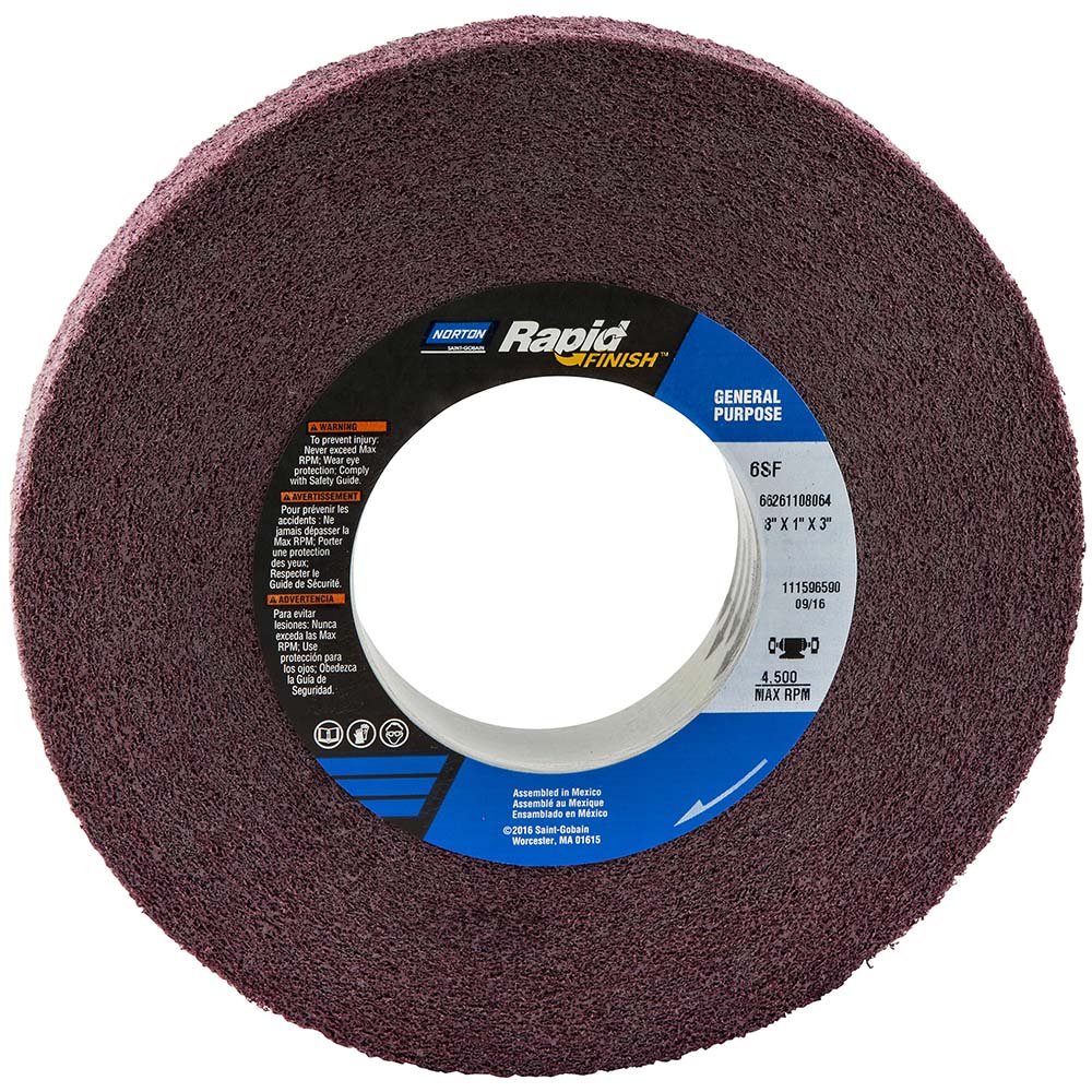 Norton - Deburring Wheel: 8" Dia, 1" Face Width, 3" Hole, Density 6 ...