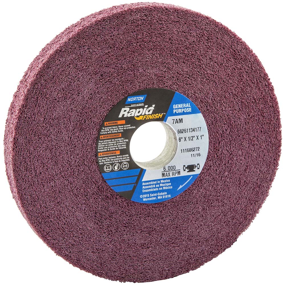 Norton - Deburring Wheel: 6" Dia, 1/2" Face Width, 1" Hole, Density 7 ...
