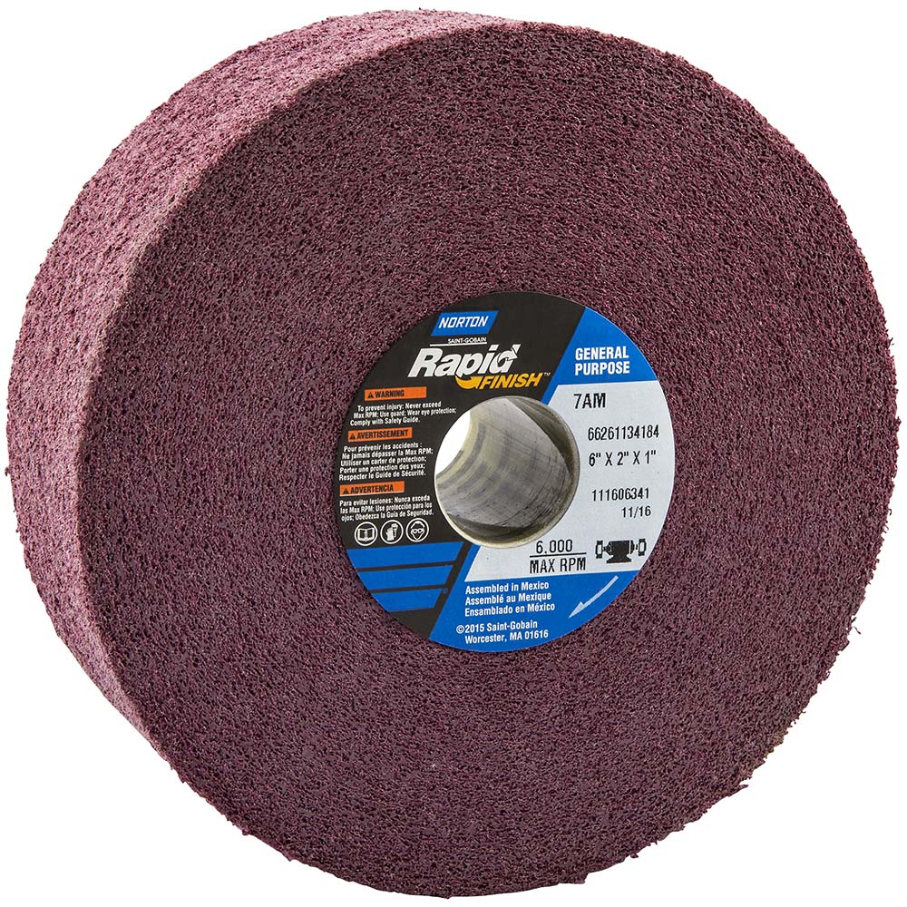 Norton - Deburring Wheel: 6" Dia, 2" Face Width, 1" Hole, Density 7 ...