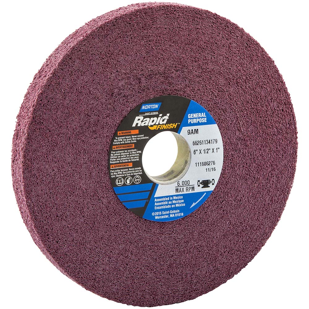 Norton - Deburring Wheel: 6" Dia, 1/2" Face Width, 1" Hole, Density 9 ...