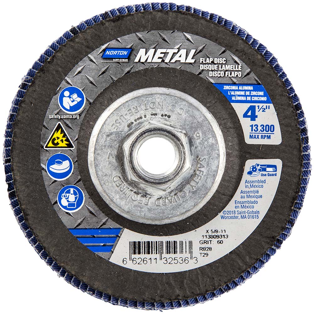 Norton - Flap Disc: 4-1/2" Dia, 60 Grit, Zirconia Alumina, Type 29 ...