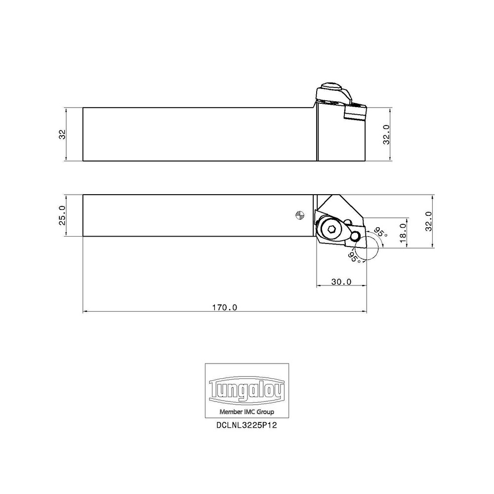 Tungaloy - Indexable Turning Toolholder: DCLNL3225P12, Clamp | MSC Direct