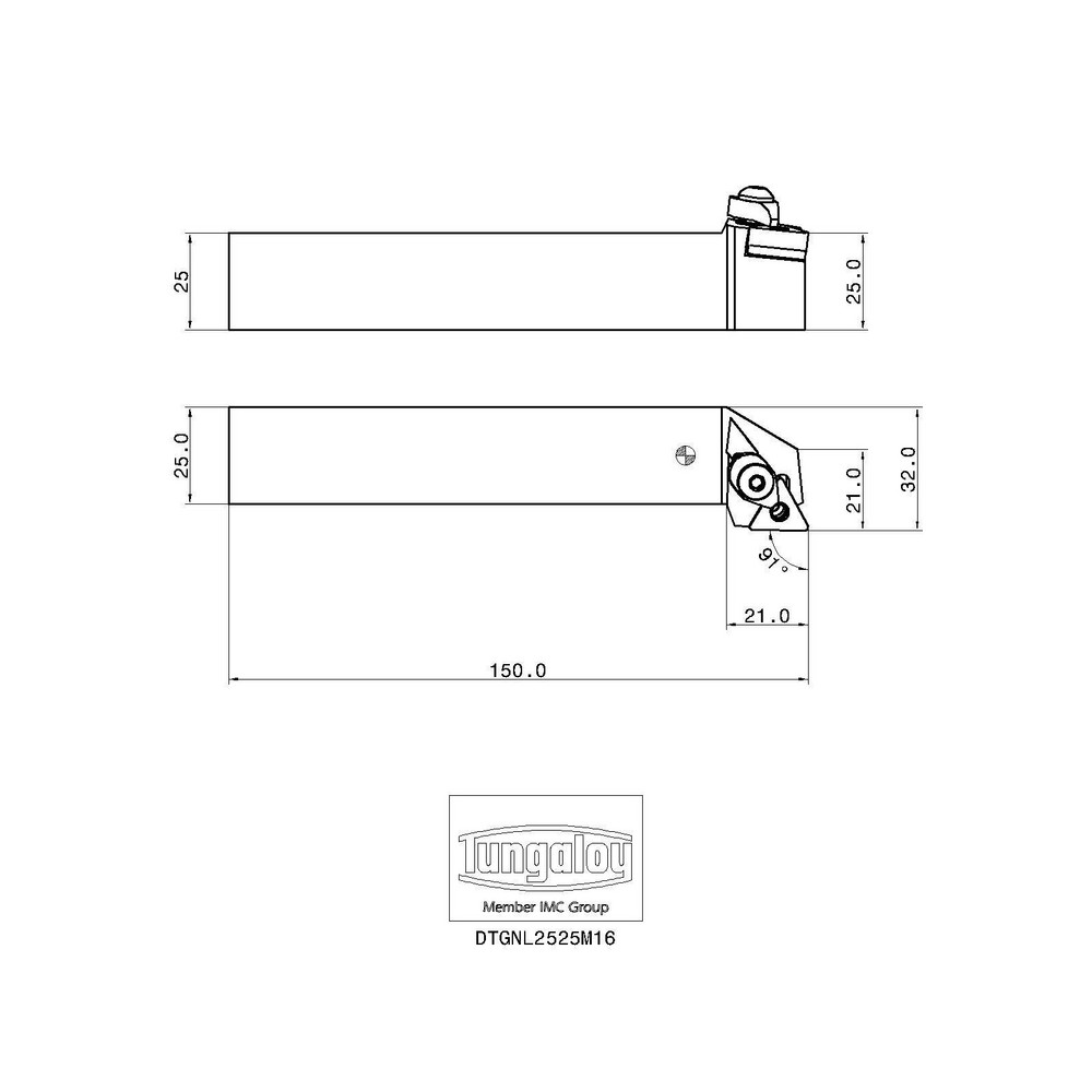 Tungaloy - Indexable Turning Toolholder: DTGNL2525M16, Clamp | MSC Direct