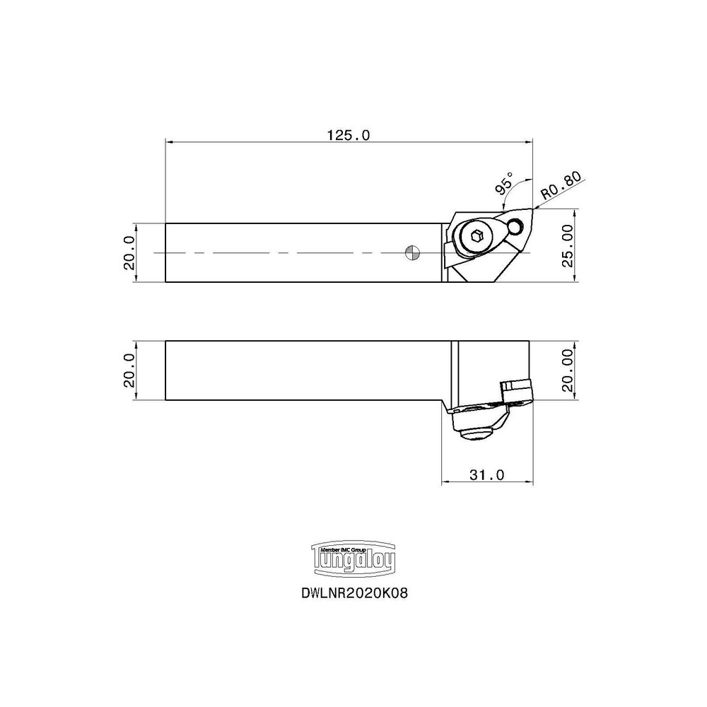 Tungaloy - Indexable Turning Toolholder: DWLNR2020K08, Clamp | MSC Direct