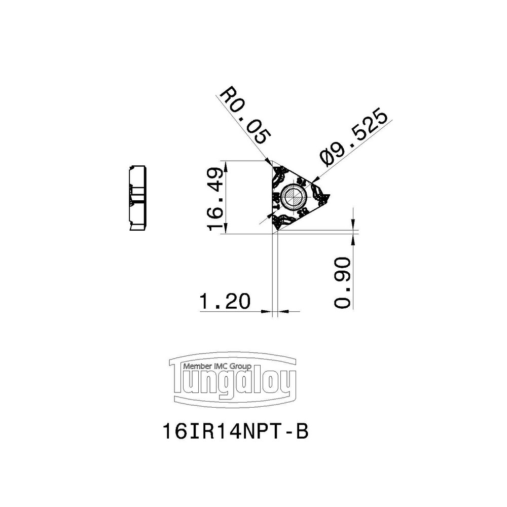 Tungaloy - Laydown Threading Insert: 16IR14NPT-B AH725, Carbide | MSC ...