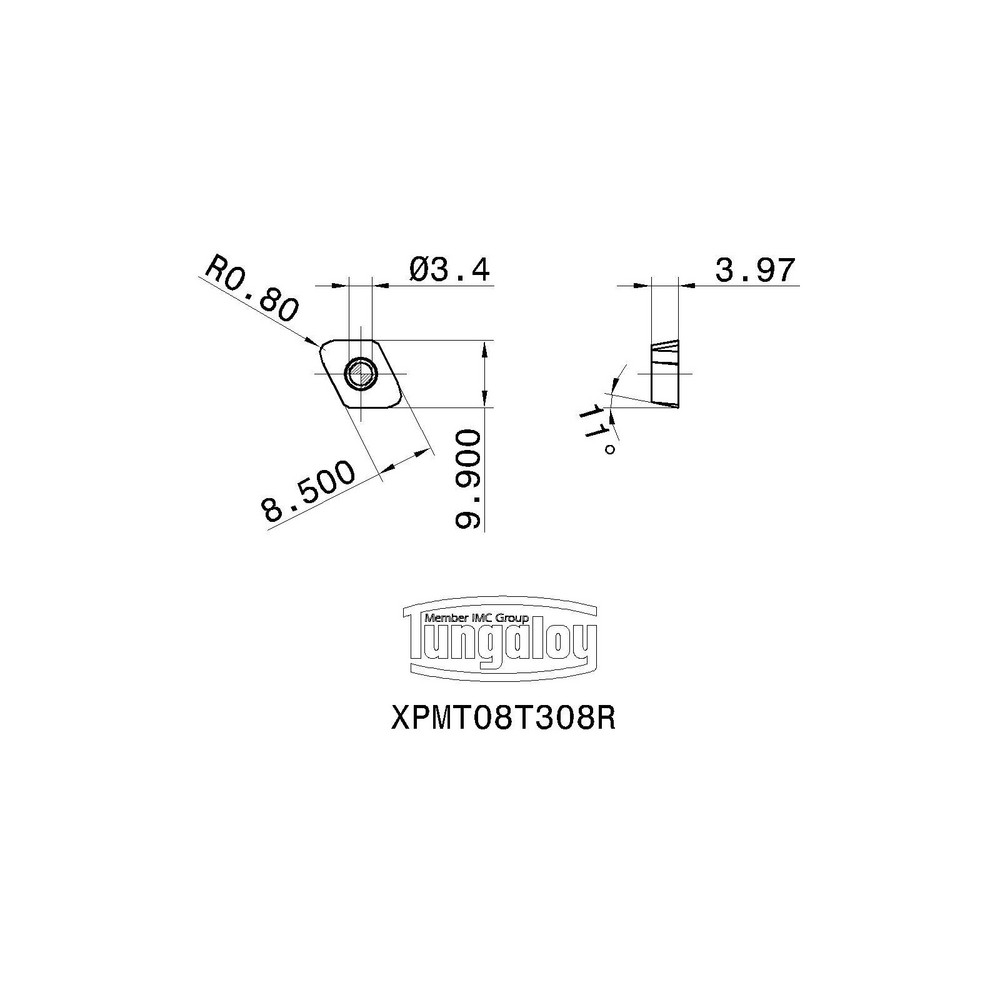 Tungaloy - Indexable Drill Insert: XPMT08T308R-DJ AH6030, Carbide | MSC ...