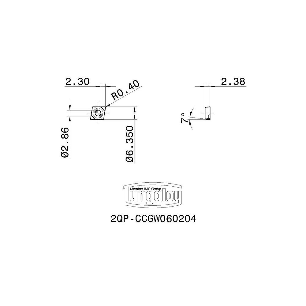 Tungaloy - Turning Insert: 2QP-CCGW060204 BXM20, PCBN | MSC Direct