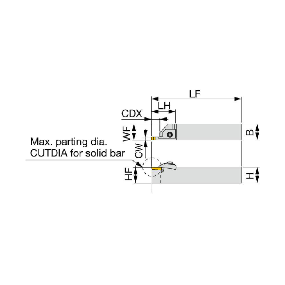 Tungaloy - Indexable Grooving-Cutoff Toolholder: CTWR20204, 4 mm Max ...