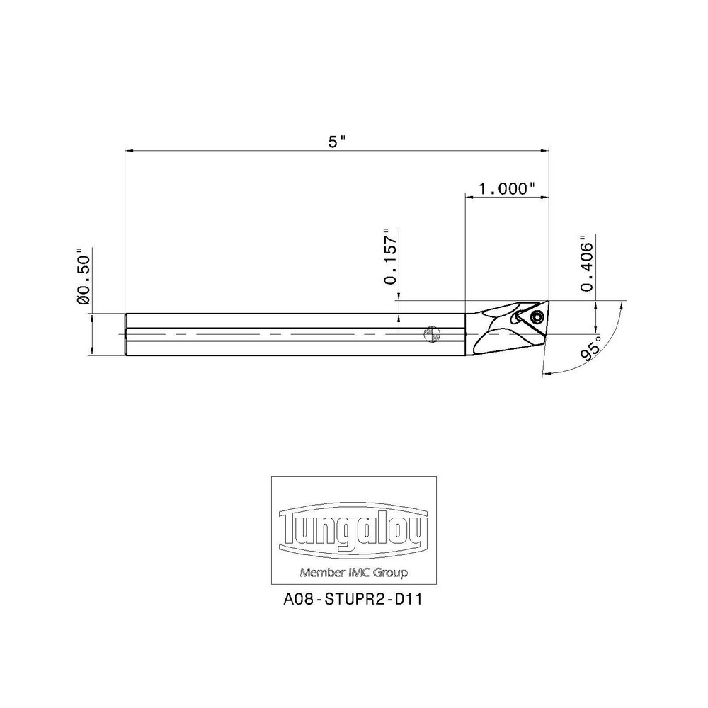 Tungaloy - Indexable Boring Bar: E06-SDXXL2-D10, 0.6250" Min Bore, Left ...
