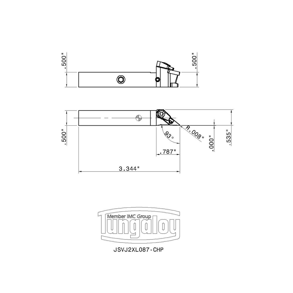 Tungaloy - Indexable Turning Toolholder: JSVJ2XL087-CHP, Clamp & Screw ...