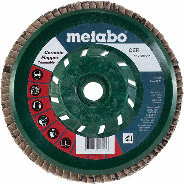 Metabo - Flap Disc: 5" Dia, 40 Grit, Ceramic Alumina, Type 29 | MSC Direct
