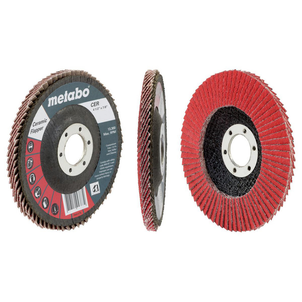 Metabo - Flap Disc: 4-1/2" Dia, 7/8" Hole, 60 Grit, Ceramic Alumina ...