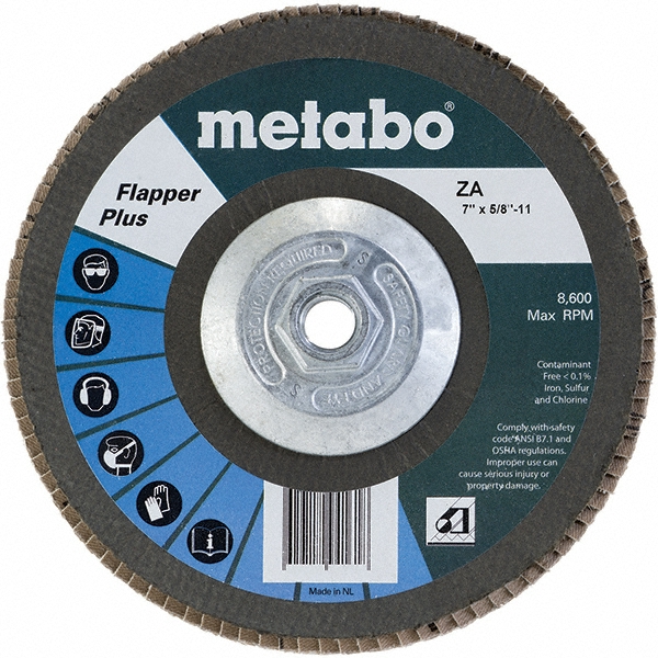 Metabo - Flap Disc: 7" Dia, 40 Grit, Zirconia Alumina, Type 29 | MSC Direct