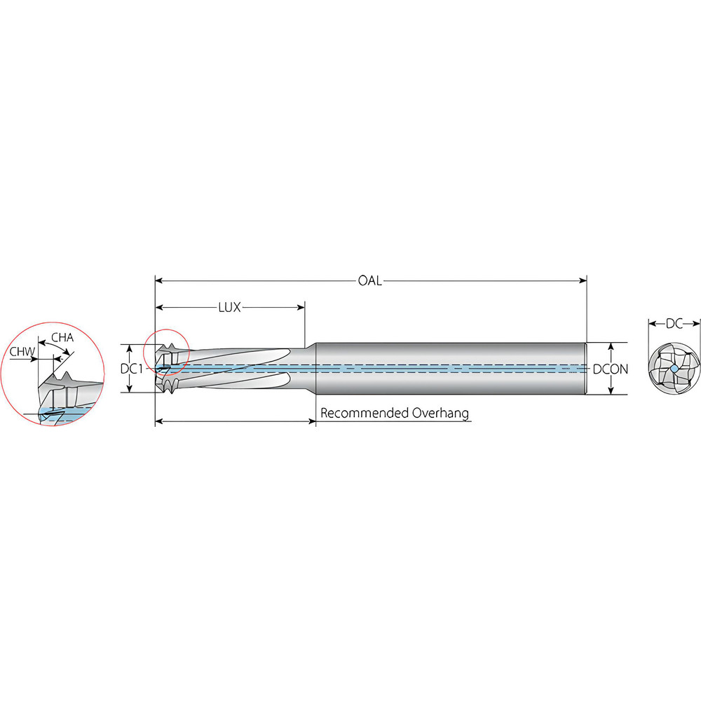 Vargus - Helical Flute Thread Mill: #4-40, Internal, 3 Flute, 0.2500 ...