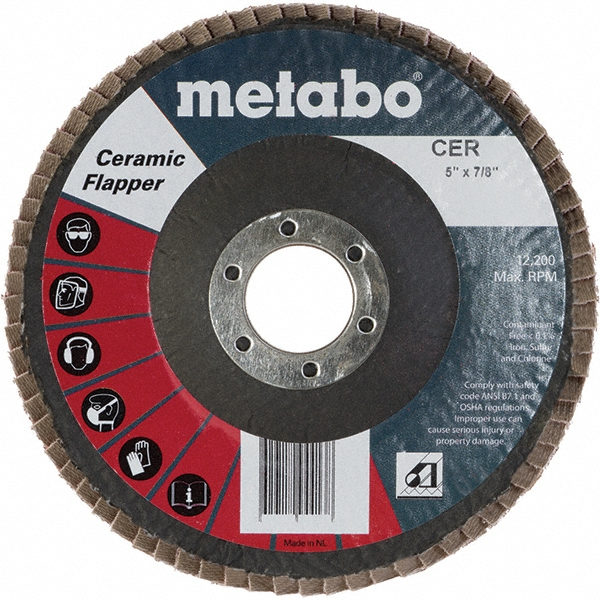 Metabo - Flap Disc: 5" Dia, 7/8" Hole, 80 Grit, Ceramic Alumina, Type ...