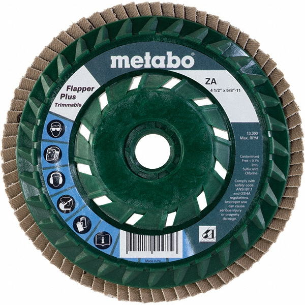 Metabo - Flap Disc: 4-1/2" Dia, 40 Grit, Zirconia Alumina, Type 29 ...