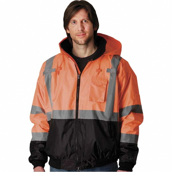 PIP - High Visibility Jacket: Size X-Large, Polyester, Zipper Closure ...