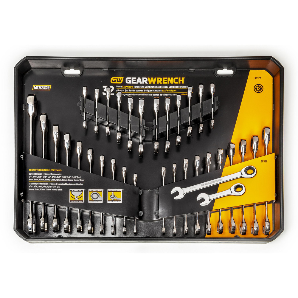 GEARWRENCH - Combination Wrench Set: 32 Pc, 1/2 to 9/16" Wrench, Inch ...