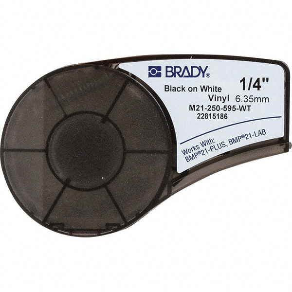 Brady - Label Maker Label: Black & White, Vinyl, 1 Roll | MSC Direct