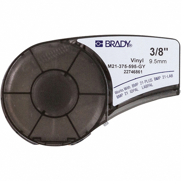 Brady - Label Maker Label: Black & Gray, Vinyl, 1 Roll | MSC Direct