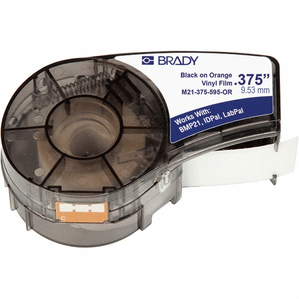 Brady - Label Maker Label: Black & Orange, Vinyl, 1 Roll | MSC Direct