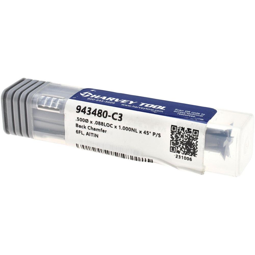 Harvey Tool - Back Chamfer: 1/2" Dia, 90 °, 0.088" Chamfer, 6 Flutes ...