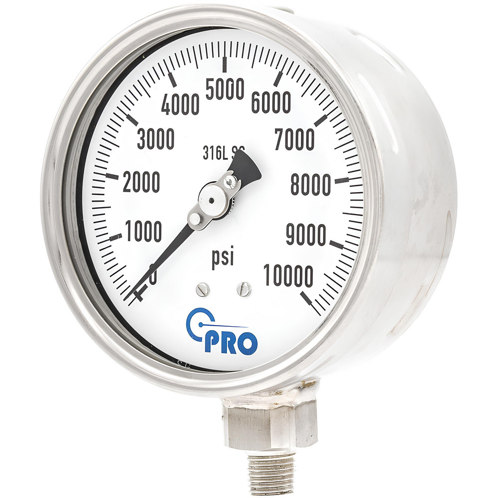 ESP Pro - Pressure Gauge: 4" Dial Dia, 0 to 10,000 psi, 1/4" NPT ...