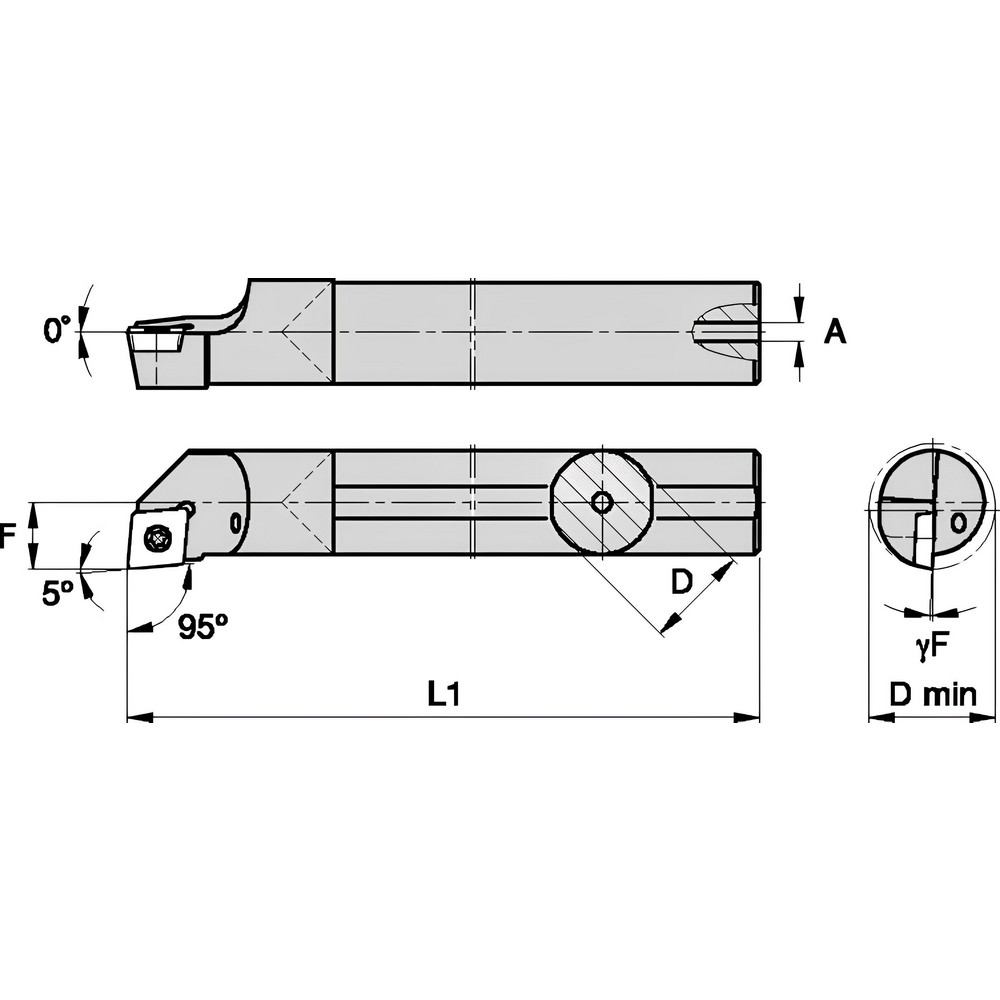 Kennametal - Indexable Boring Bar: B12SCLPR3, 23.62 mm Min Bore, Right ...